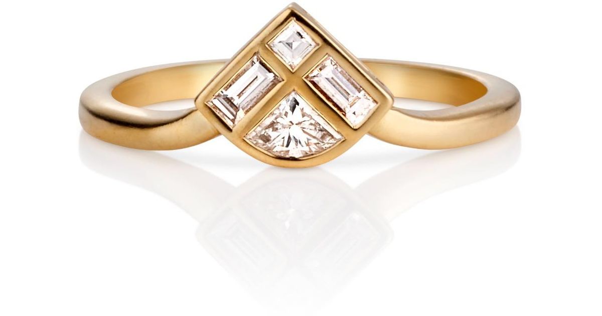 Kate Mccoy Geometric Fan Brilliant Cut Diamond Ring in Metallic | Lyst
