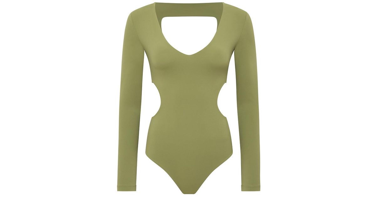 Yes Flâneuse Anastasia V-Neck Body With Side Cut-Outs Calliste in Green ...