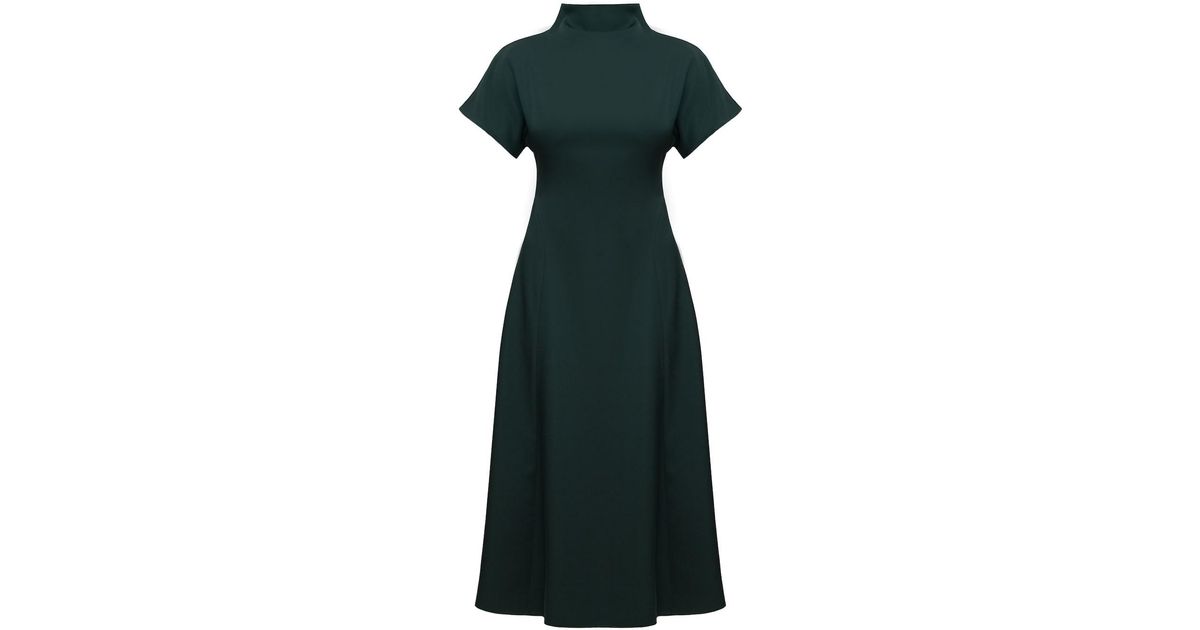 UNDRESS Tori Deep Structured Midi Dress in Green | Lyst UK