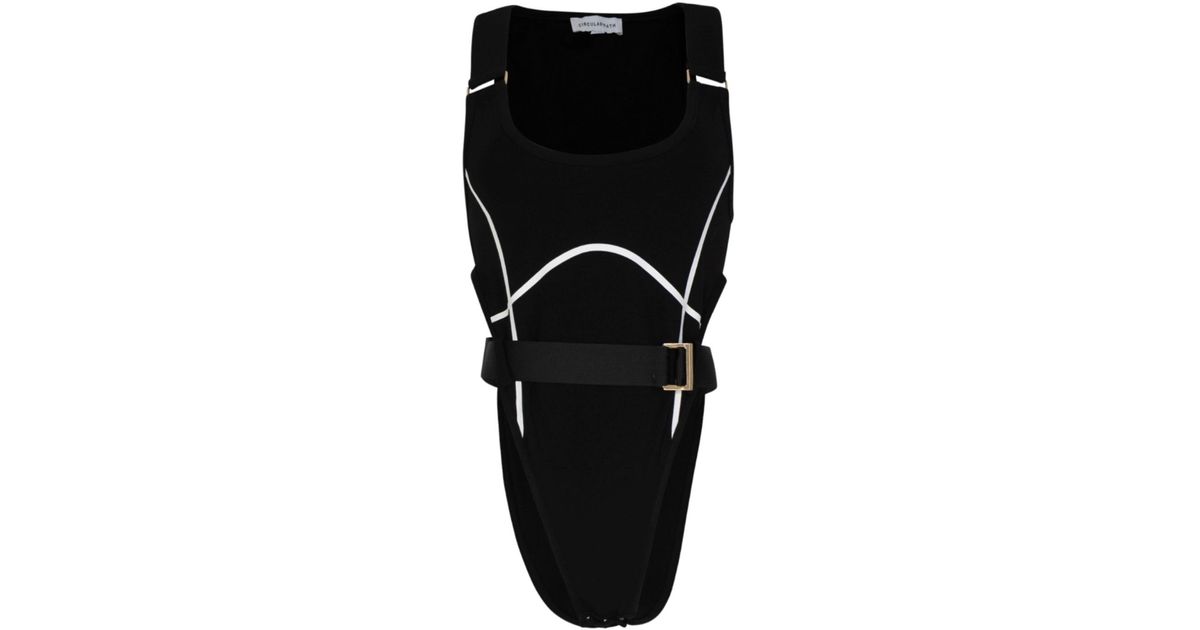 Circular Path High Cut Bodysuit in Black | Lyst UK