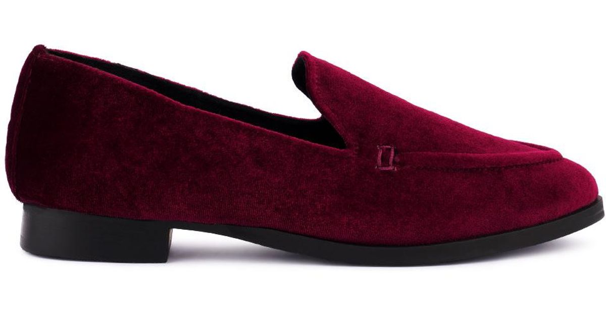 Rag & Co Luxe-Lap Burgundy Velvet Handcrafted Loafers By Rag & Co in ...