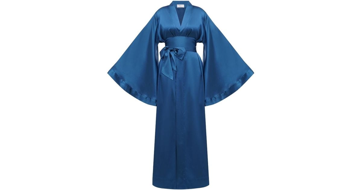 KÂfemme Peacock Classic Maxi Kimono Robe in Blue | Lyst
