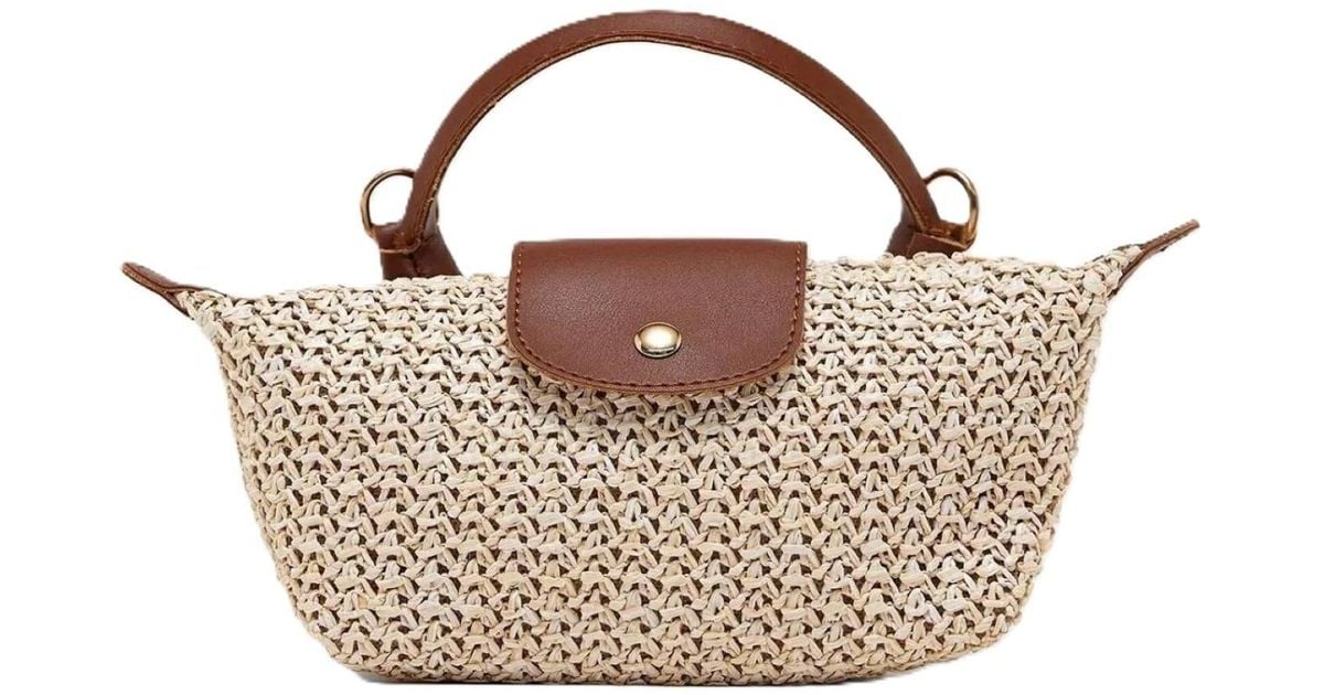 Springmoonatelier Neutrals Mini Straw Crossbody Bag in Brown | Lyst