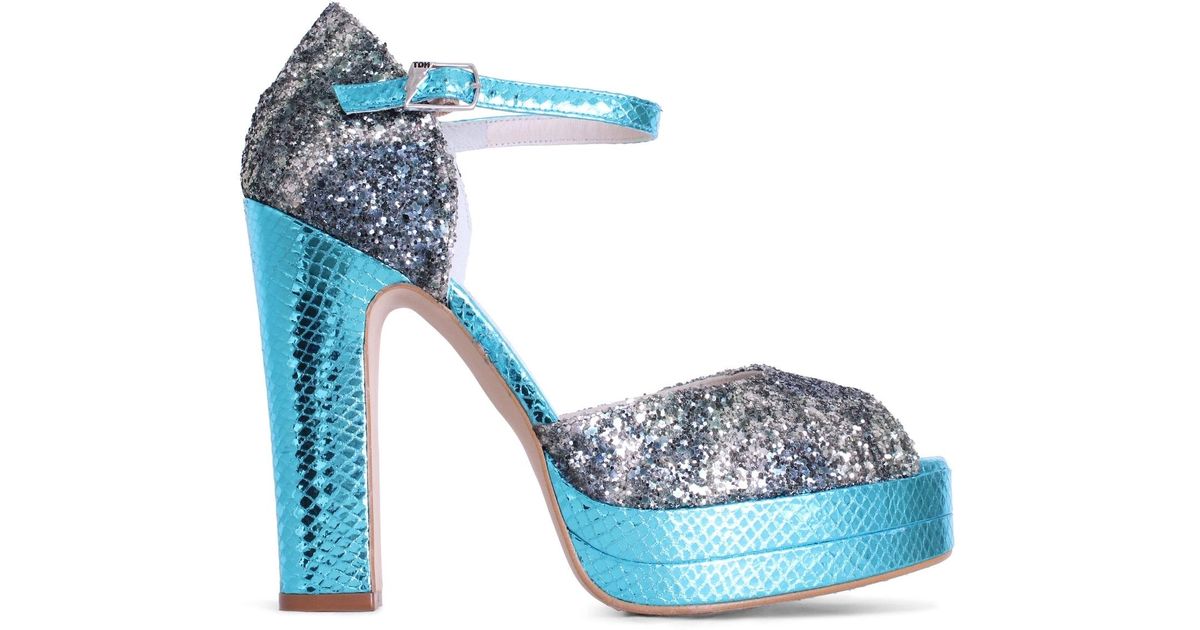 Terry De Havilland Lena Crystal Platform Block Heel in Blue | Lyst