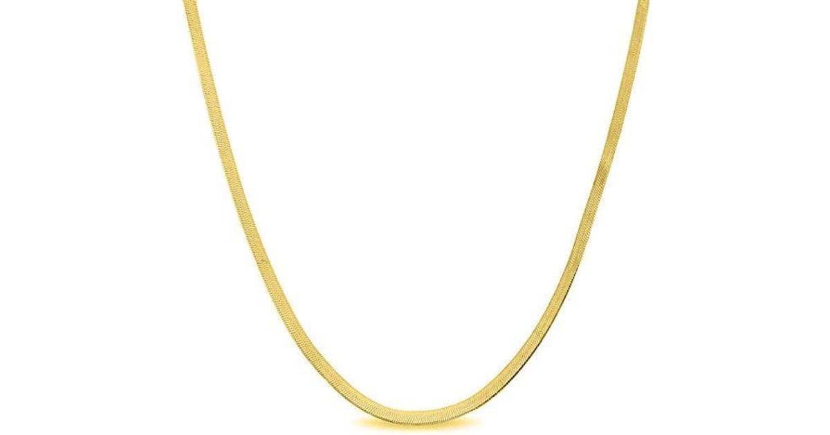 Spero London Large Herringbone Sterling Flat Snake Chain in Metallic ...