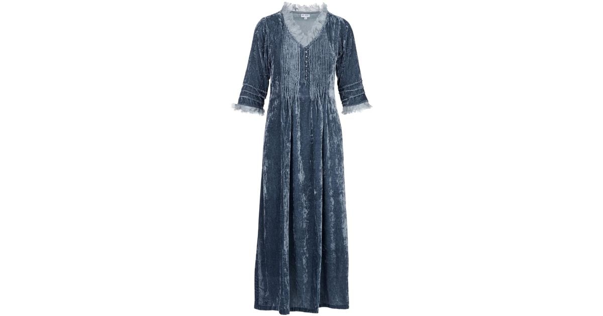 At Last 'Silk Velvet Annabel Dress in Blue | Lyst UK