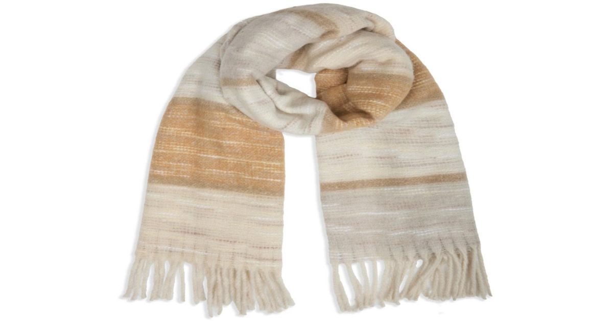 Saachi Cozy Oversized Fringe Neutral Scarf in Natural | Lyst UK