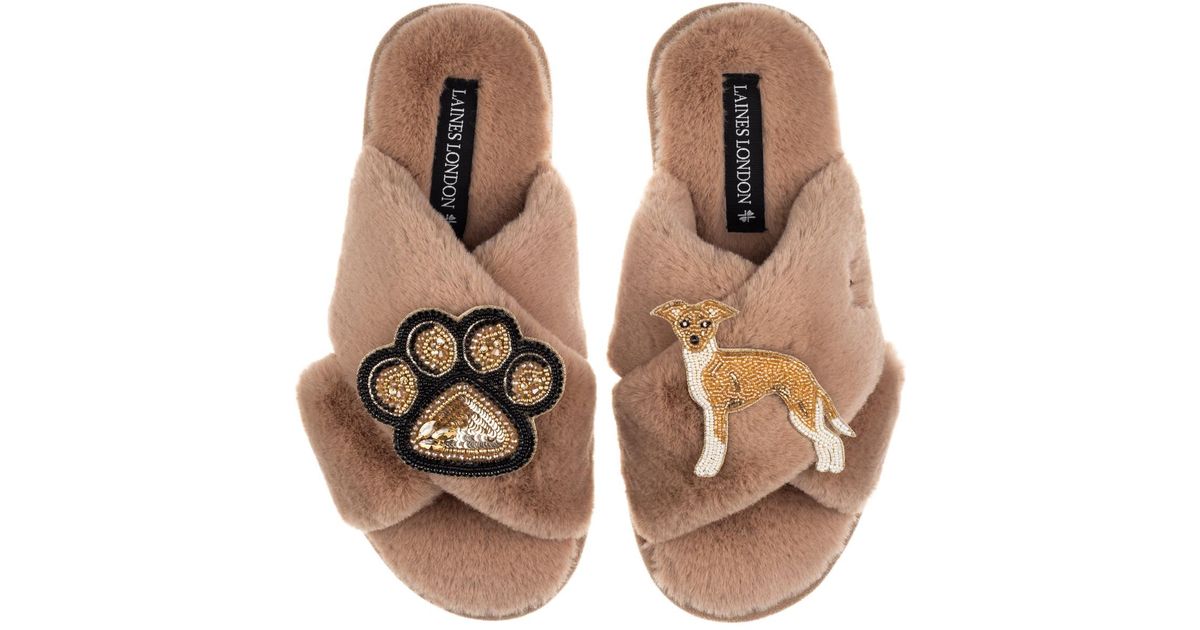 Laines London Neutrals Classic Laines Slippers With Paw & Fawn ...