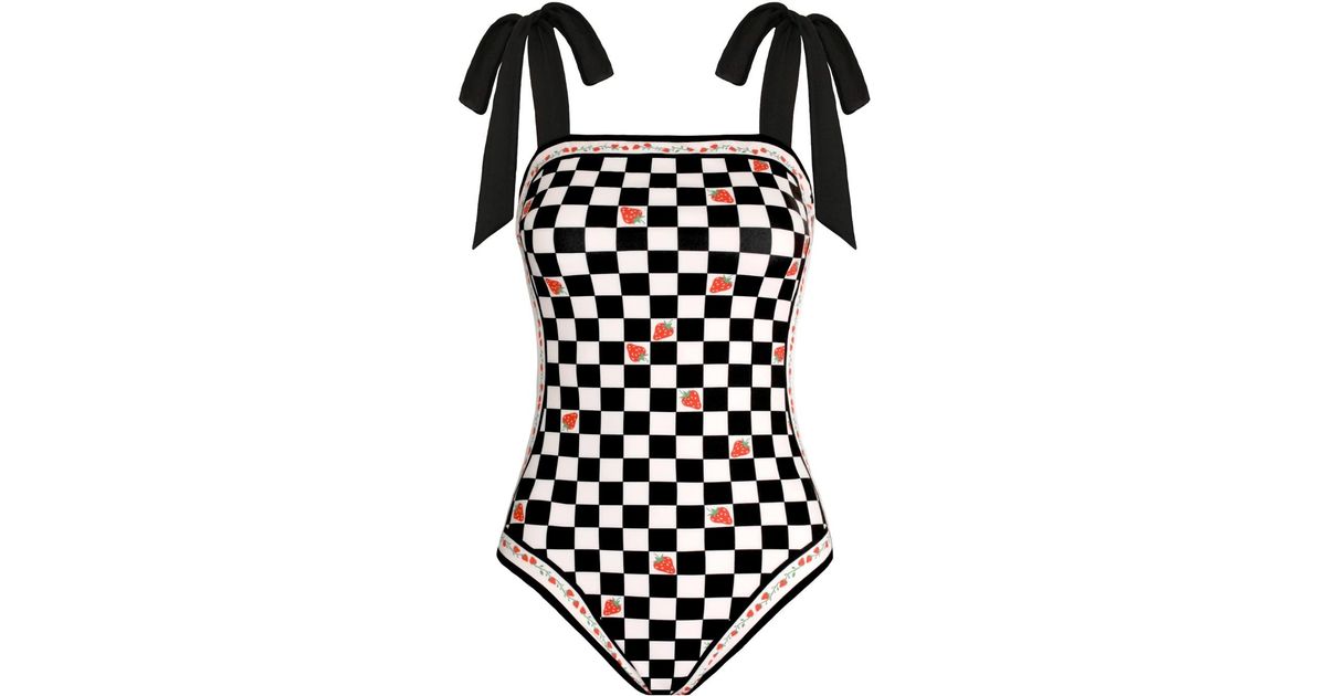 Jessie Zhao New York Checkerboard Imagination Reversible One-Piece ...