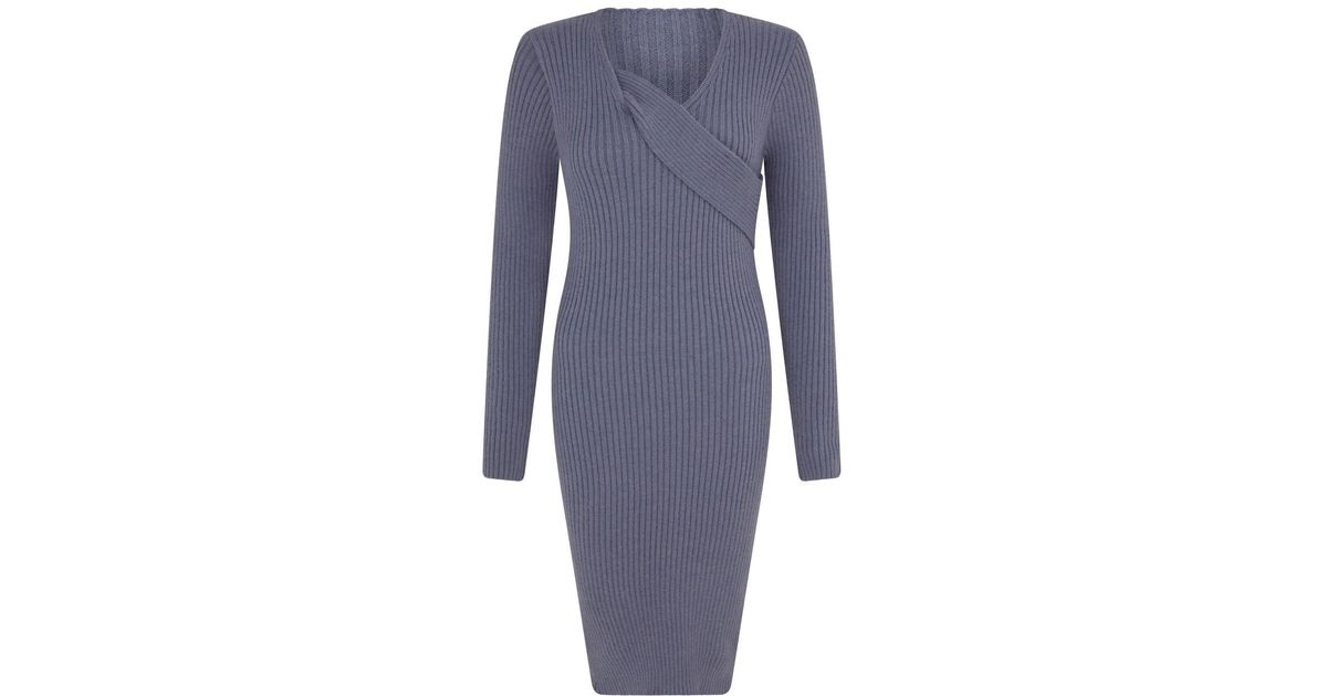 Sour Figs Asymmetric Slant Band Jumper Dress in Blue | Lyst