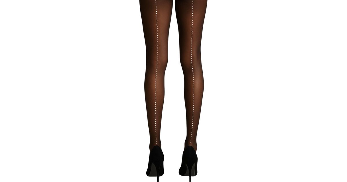 HIGH HEEL JUNGLE by KATHRYN EISMAN Satellite Crystal Back Seam Tights ...