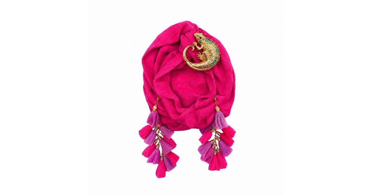Julia Clancey Iguana Terry Chacha Lilac Turban in Pink | Lyst UK