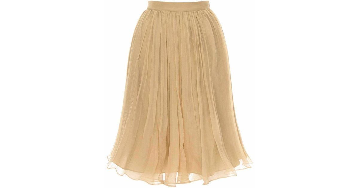 AVENUE No.29 Neutrals Gathered Silk Midi Skirt in Natural | Lyst