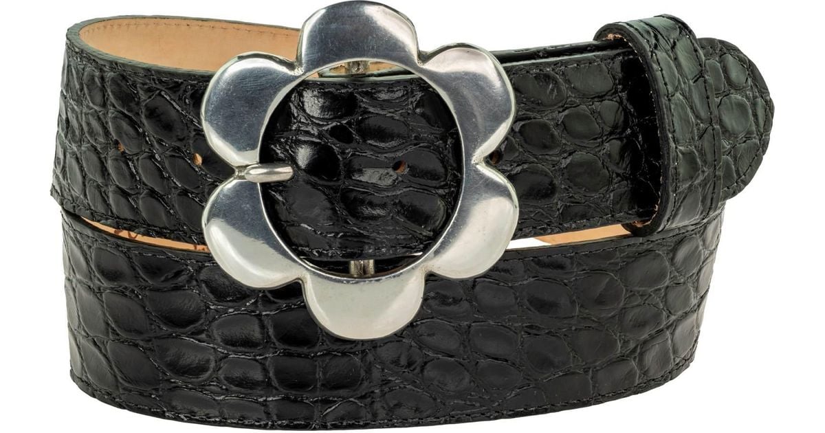 Peachy Belts Ltd Croc Belt With Our Chelsea Daisy Buckle in Black | Lyst UK