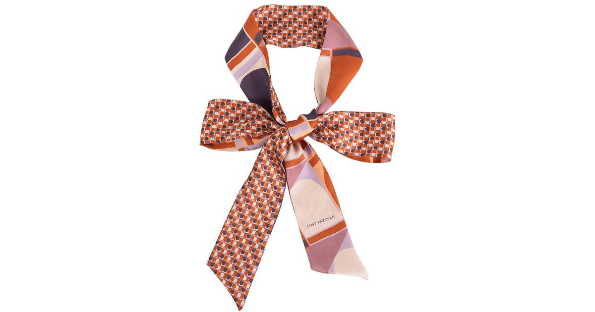 Lost Pattern Modular Silk Skinny Scarf in Red | Lyst