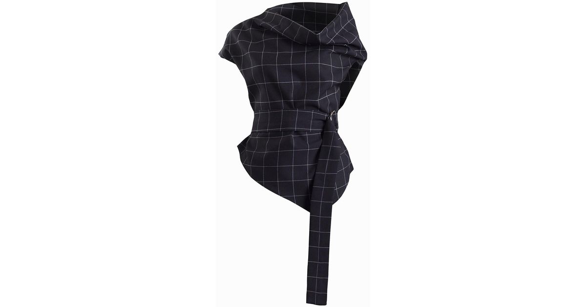 Meem Label Theo Grid Asymmetric Top in Black | Lyst