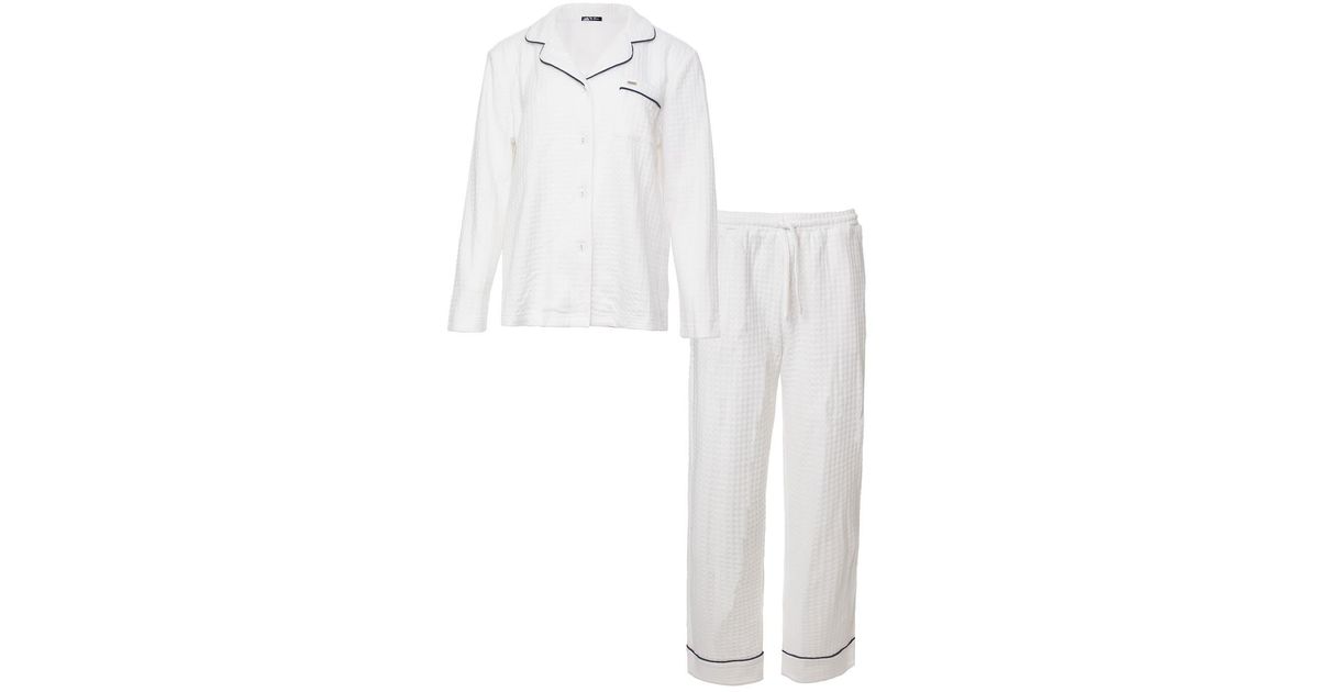 Pretty You London Luxury Suite Waffle Pyjama Set in White | Lyst