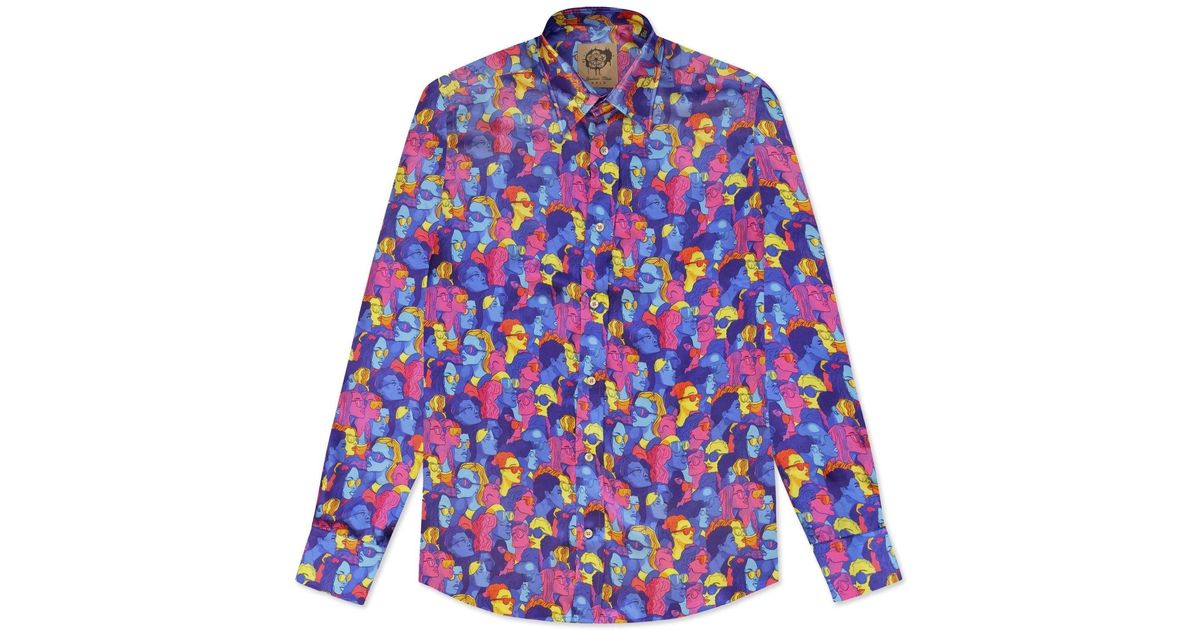 Gresham Blake Ravers Silk Shirt in Blue for Men | Lyst UK