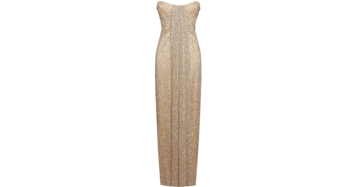 Miss Circle New York Ada Rhinestone Embellished Strapless Gown With ...