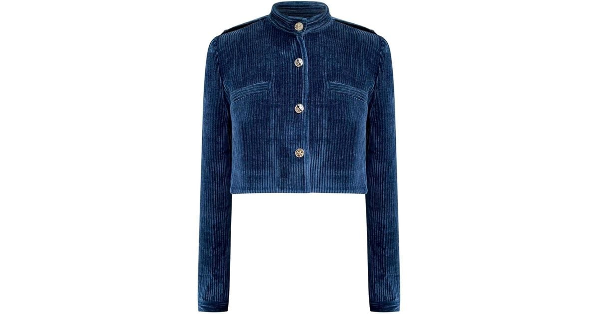 Why Mary Lucia Corduroy Cropped Jacket in Blue | Lyst