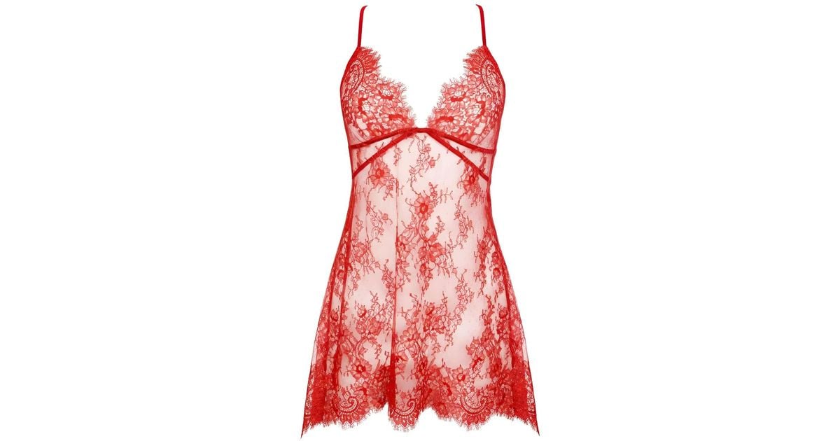 MONIQUE MORIN LINGERIE Moonstruck Chemise Fire in Red | Lyst