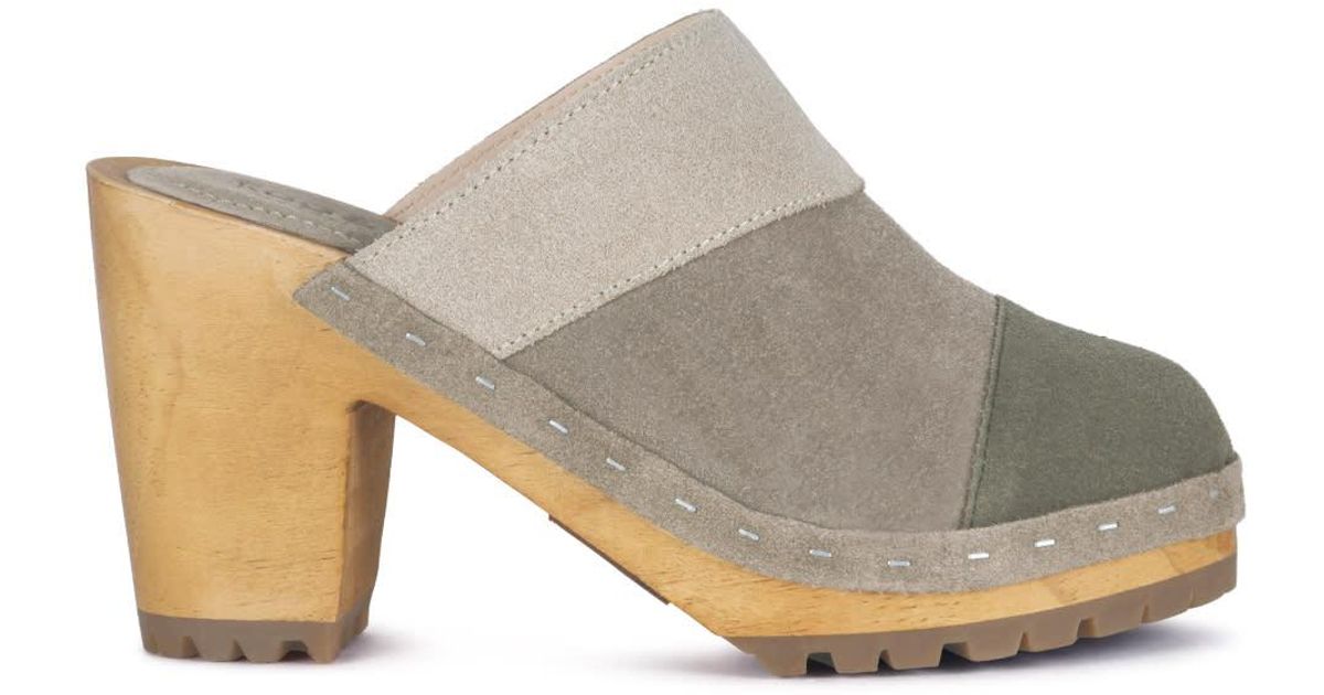 Rag & Co Ochroma Vintage Patchwork Suede Mule Clogs in Grey | Lyst UK