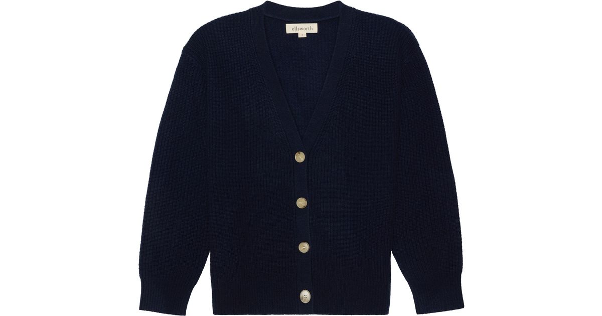 Ellsworth & Ivey Lilah V-Neck Knit Cardigan in Blue | Lyst UK