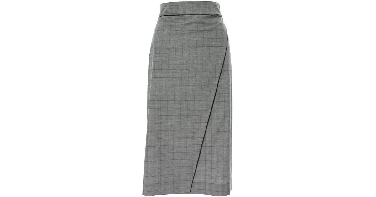 Silvia Serban Checkered Side Over Side Skirt in Gray | Lyst