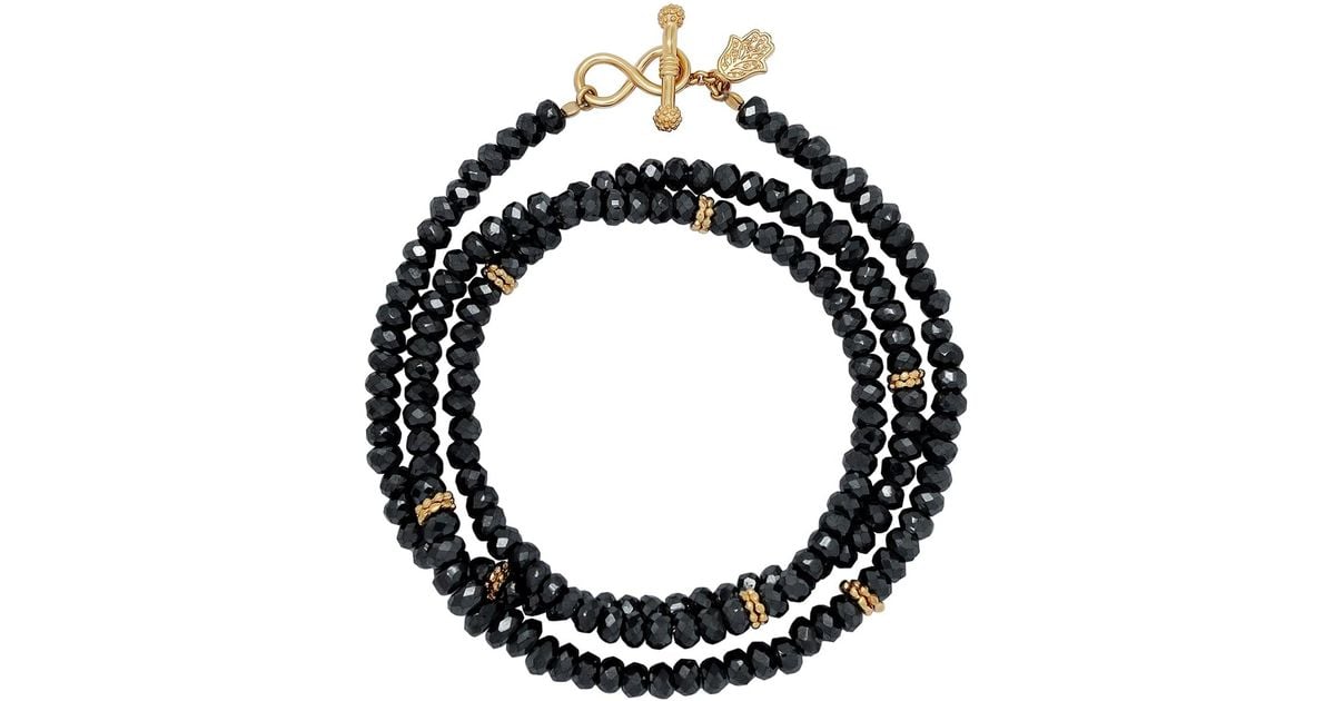 Karma and Luck Eternal Strength Onyx Infinity Wrap Bracelet in Black ...