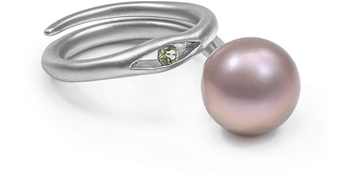 German Kabirski Roxe Spiral Rings With Pearl And Peridot in Grey | Lyst UK
