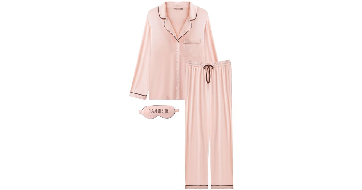 Nokaya Bamboo Long Pyjama Set in Pink | Lyst