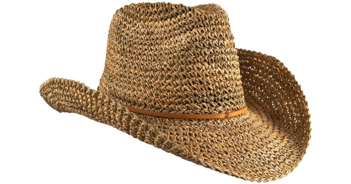 Shaded the Label Neutrals Fowey Natural Straw Cowboy Hat in Brown | Lyst UK