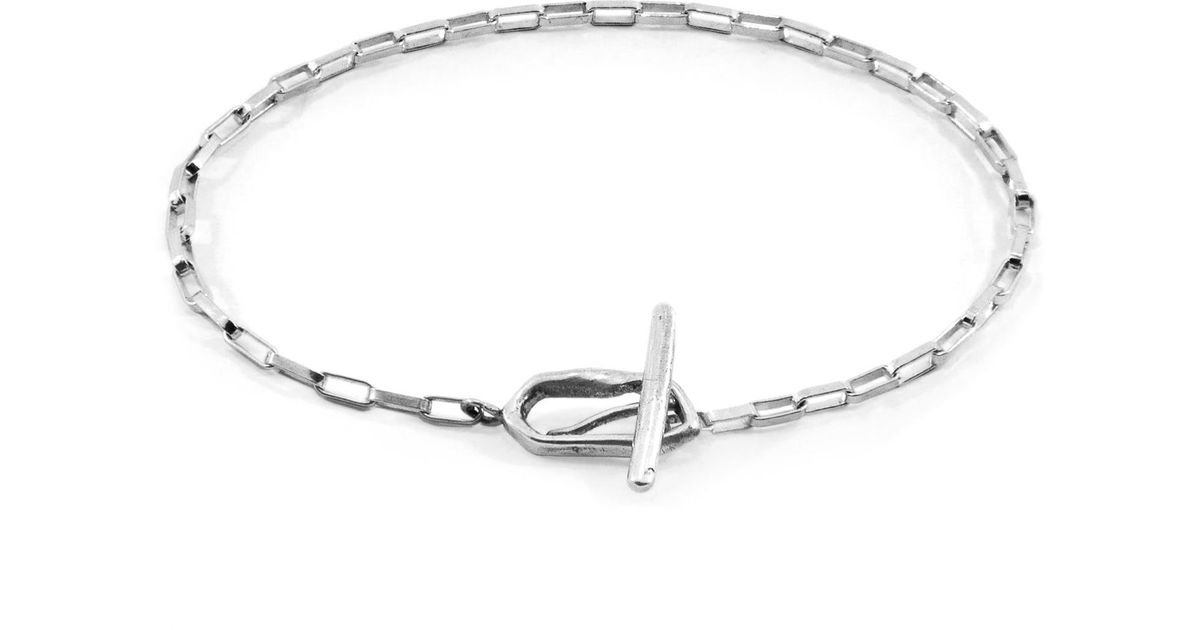 Anchor and Crew Alex Twist Chain T-Bar Bracelet in Metallic | Lyst
