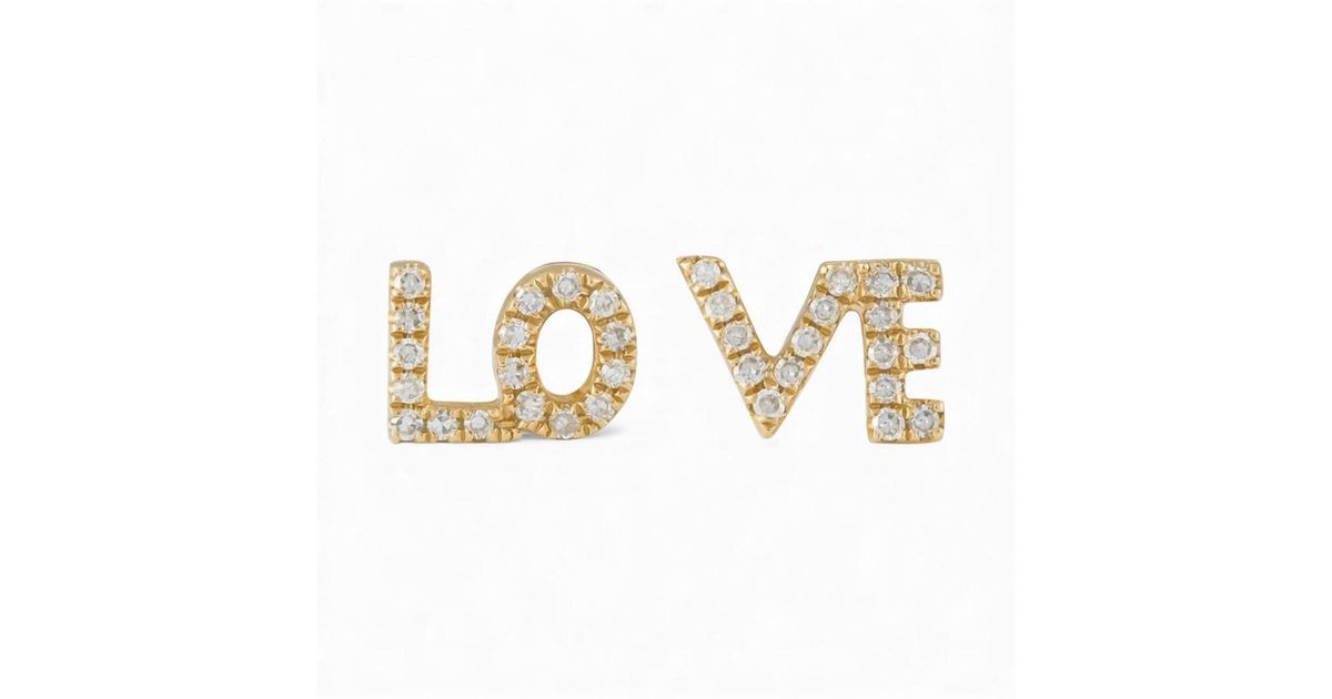 Neshi Designs Love Diamond Stud Earrings in Metallic | Lyst UK