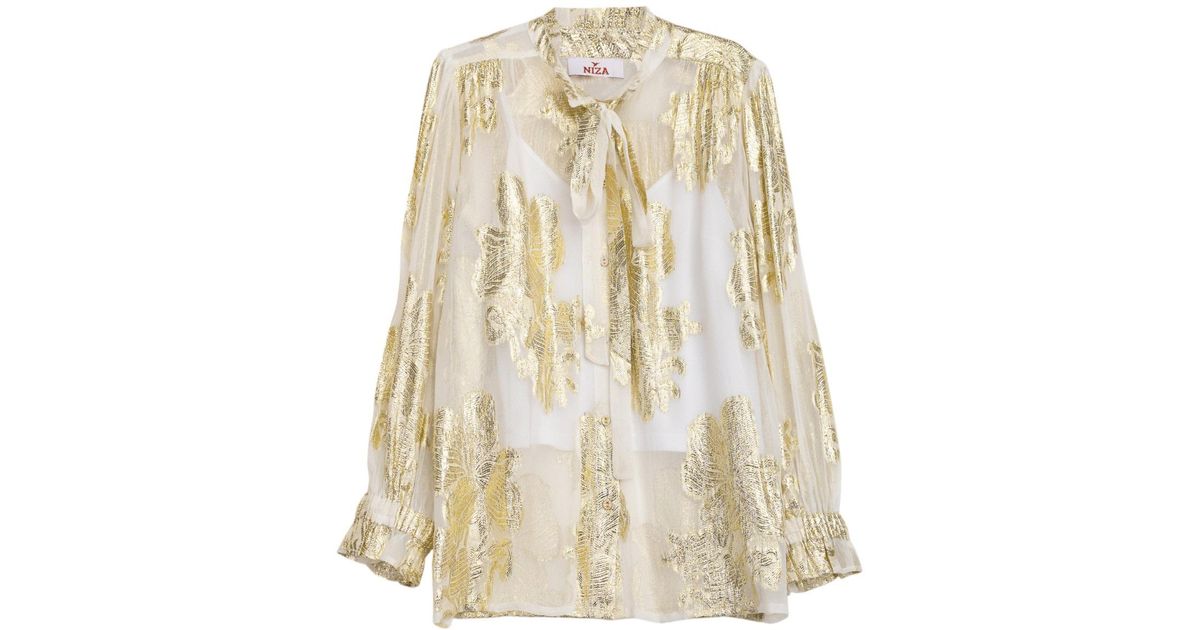Niza Raw Long Sleeve Blouse in Natural | Lyst UK
