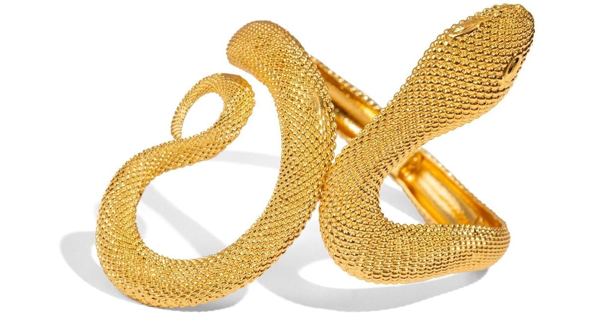 Ebru Jewelry Mystic Snake Guardian Chunky Adjustable Cuff Bracelet in Metallic | Lyst UK