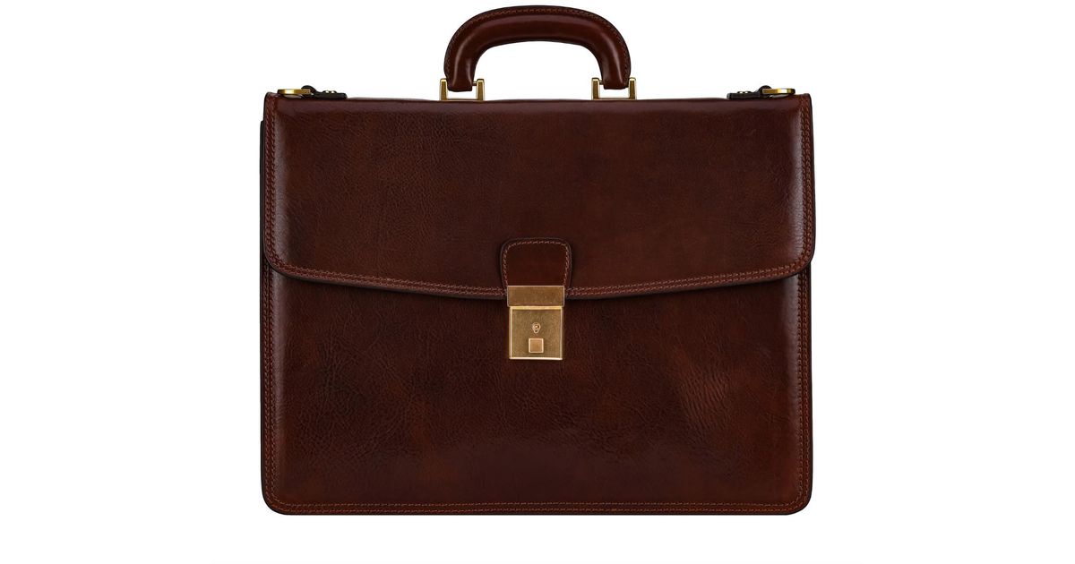Time Resistance Leather Briefcase in Brown for Men | Lyst