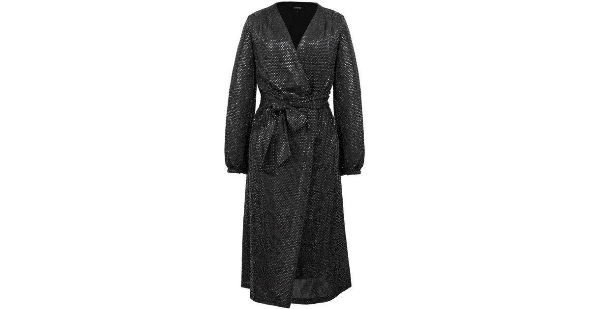 Smart and Joy Wrap Effect Glitter Dress in Black | Lyst