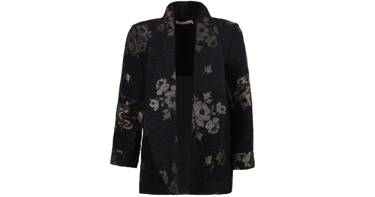 Traffic People Divine Madness Metallic Floral Boyfriend Jacket in Black ...