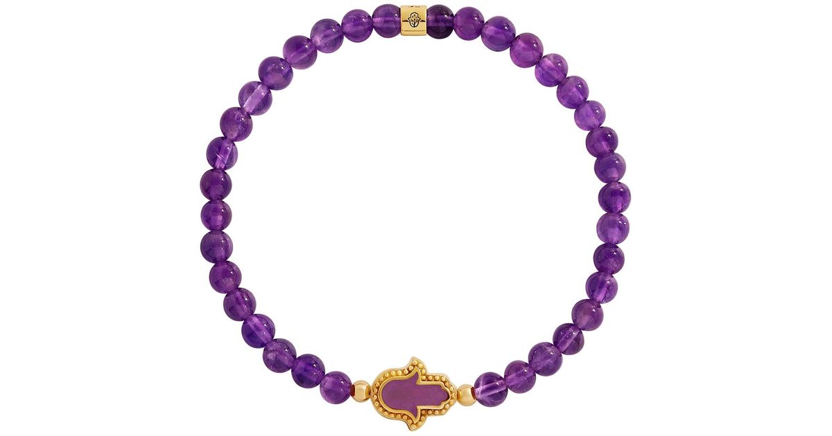 Karma and Luck Guiding Light Amethyst Hamsa Bracelet in Purple | Lyst UK
