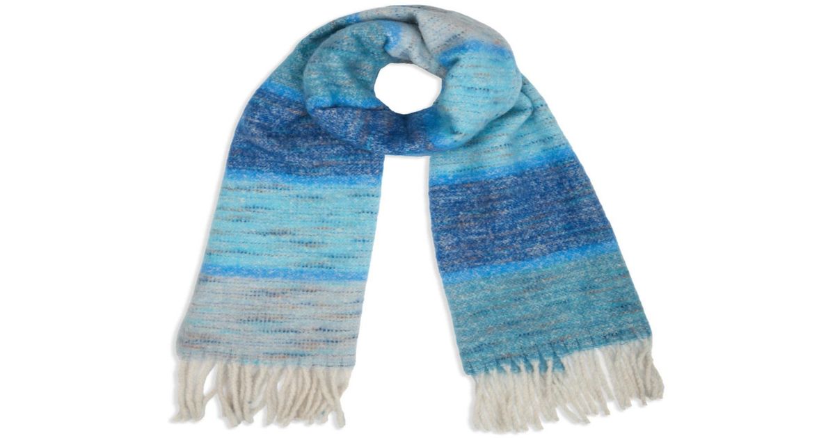 Saachi Cozy Oversized Fringe Scarf in Blue | Lyst UK