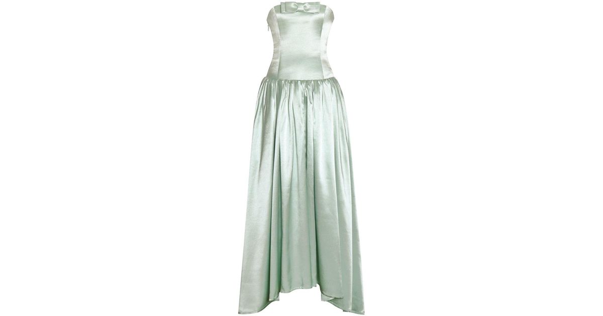 Miss Circle New York Lael Mint Back Button Trailing Gown in Green | Lyst