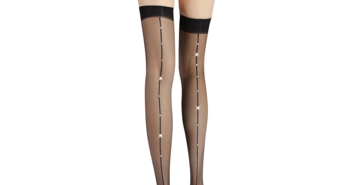 HIGH HEEL JUNGLE by KATHRYN EISMAN Glitter Seam Thigh High Socks in ...