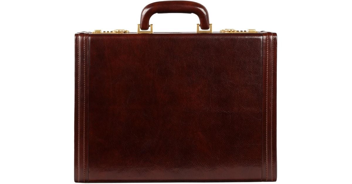 Time Resistance Leather Attaché Case Briefcase in Brown for Men | Lyst