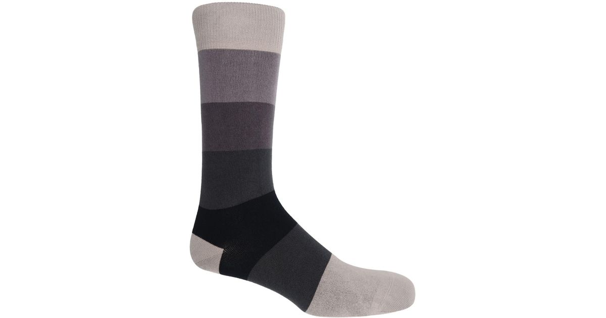 Peper Harow - Made in England Block Stripe Socks – Ash in Grey for Men ...