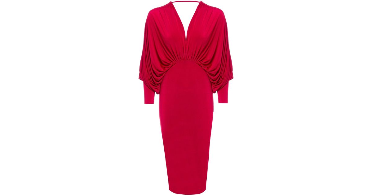 Sarvin Batwing Dress in Red | Lyst UK
