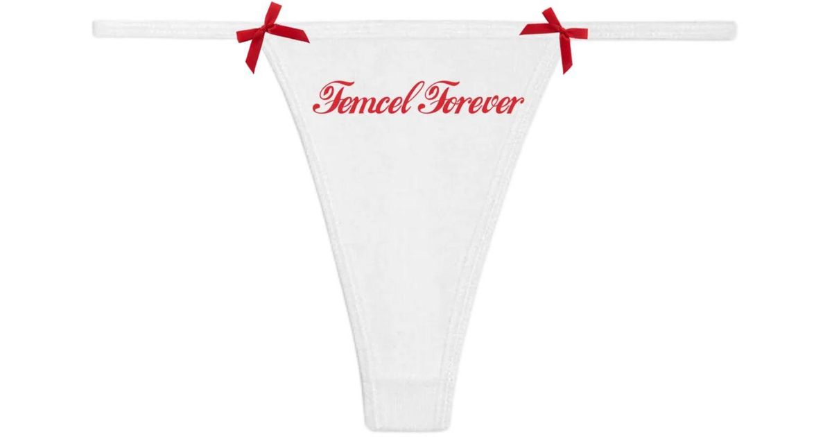 Highly Liquid ' Femcel Forever Thong in White | Lyst