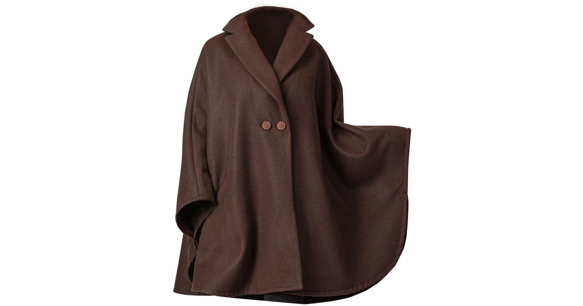 Nikka Place Oversize Wool Cloak Coat With Pockets in Brown | Lyst UK