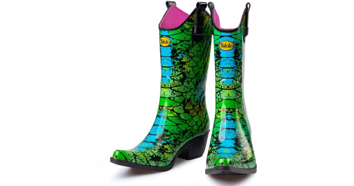 Talolo Boots Peacock & Cowboy Boot Welly in Green | Lyst