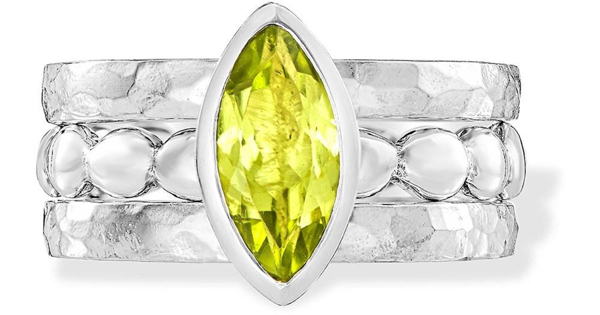 Dower & Hall Cleopatra Twinkle Stacking Rings Set In Sterling Silver in White | Lyst